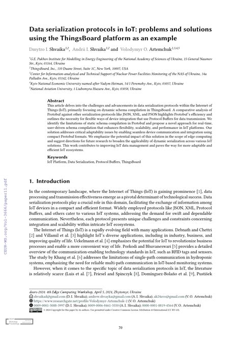 Pdf Data Serialization Protocols In Iot Problems And Solutions Using