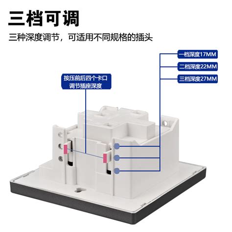 隐形插座嵌入式冰箱专用隐藏式电视柜插座内嵌式五孔86型墙壁可调 虎窝淘