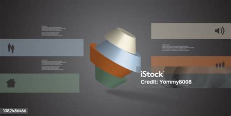 3d 그림 Infographic 템플릿입니다 둥근 8 각형 4 색 부품 분할 된다 개체는 회색 검은색에 비스듬히 간단한 표지판 색상 막대는 측면에 있습니다 0명에 대한 스톡