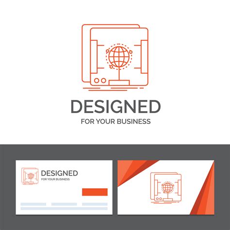 Business Logo Template For 3d Dimensional Holographic Scan Scanner Orange Visiting Cards