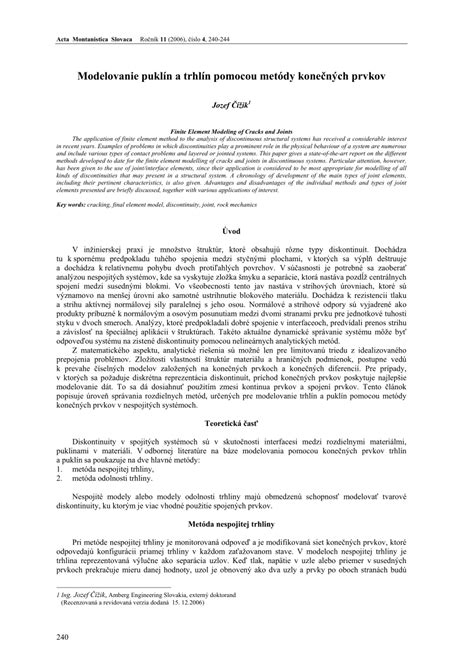 Pdf Finite Element Modeling Of Cracks And Joints