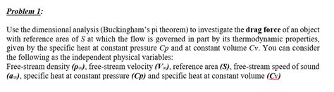 solved problem 1 use the dimensional analysis buckingham s
