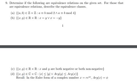 Solved 9 Determine If The Following Are Equivalence Chegg Com
