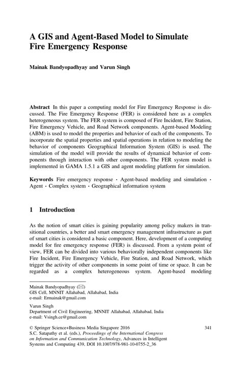 Pdf A Gis And Agent Based Model To Simulate Fire Emergency Response