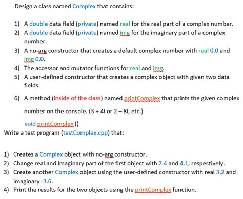 Solved Design A Class Named Complex That Contains 1 A