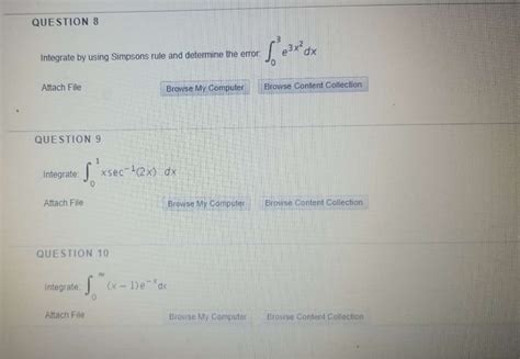 Solved Question 8 E Integrate By Using Simpsons Rule And
