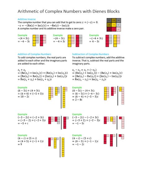 Arithmetic Of Complex Numbers With Dienes Blocks Pdf Subtraction