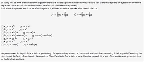 Solved Just As There Are Simultaneous Algebraic Equations Chegg Com