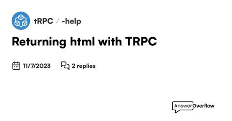 Returning Html With Trpc Trpc