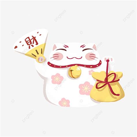 운이 좋은 고양이 돈 일러스트 돈 을 모 으 는 고양이 소재 행운의 고양이 요소 행운의 고양이 그림 Png 일러스트 및