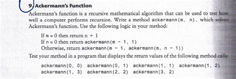 Solved 9 Ackermanns Function Ackermanns Function Is A