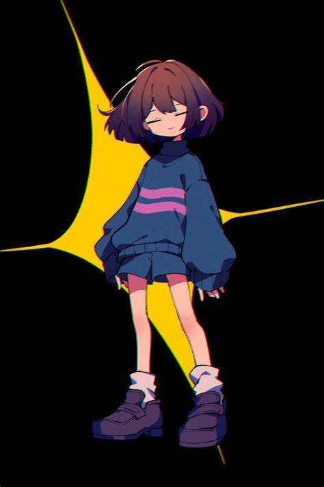 Safebooru Other Black Background Blue Shorts Blue Sweater Brown