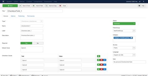 J3xadding Custom Fieldscheckboxes Field Joomla Documentation