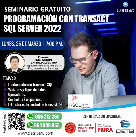 Seminario Gratuito Programación Con Transact Sql Server 2022