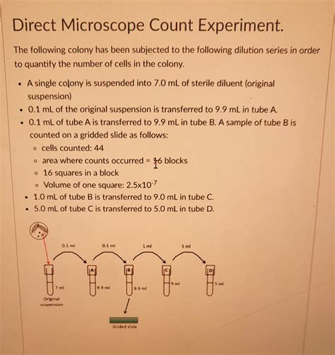 Solved Direct Microscope Count Experiment The Following