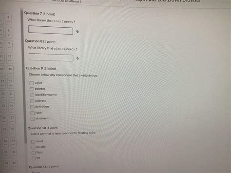 Solved What Library That Scanf Needs Question 8 1 Point Chegg