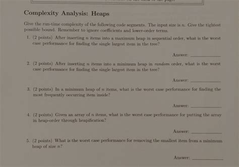 solved complexity analysis heaps give the run time