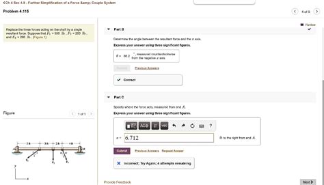 Solved Ch 4 Sec 4 8 Further Simplification Of A Force Couple System Problem 4 115 4 Of 5