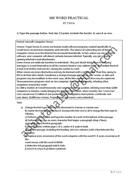 Microsoft Word Test 1 Pdf