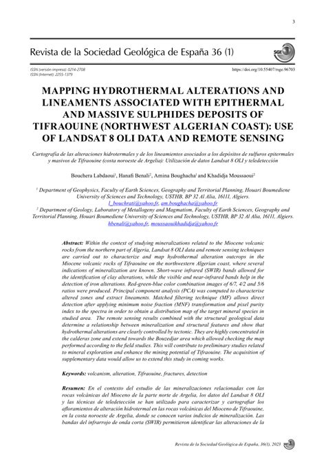 Pdf Mapping Hydrothermal Alterations And Lineaments Associated With Epithermal And Massive