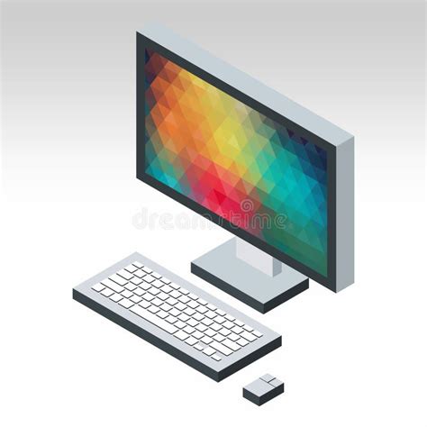 Isometric Desktop Monitor Keyboard And Mouse Stock Illustration Illustration Of Isometric