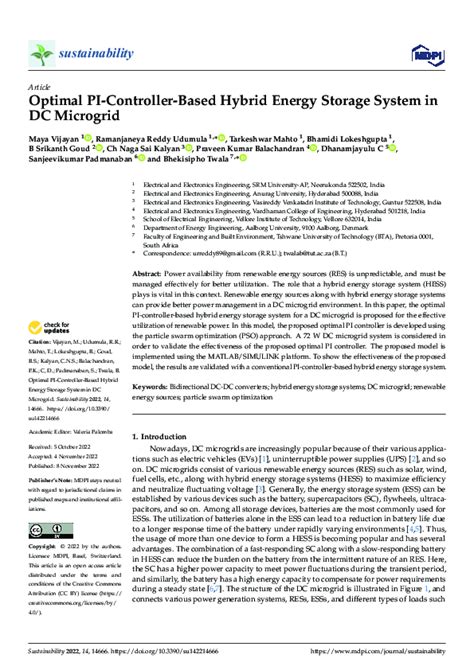 Pdf Optimal Pi Controller Based Hybrid Energy Storage System In Dc