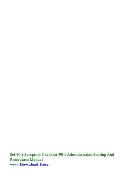 Scl 90 R Symptom Checklist 90 R Administration Scoring And Pdf