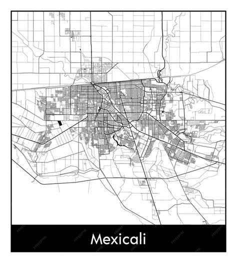 Premium Vector Minimal City Map Of Mexicali Mexico North America