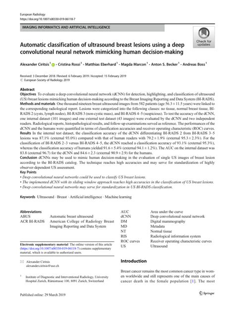 Automatic Classification Of Ultrasound Breast Lesions Using A Deep