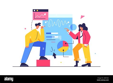 Concept Guy And Girl Perform Data Analysis Stock Vector Image Art Alamy