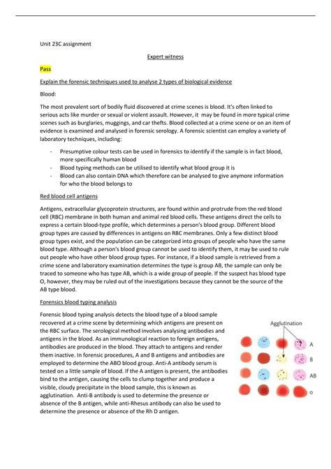 Unit 23c Applied Science Distinction Unit 23 Forensic Evidence Collection And Analysis