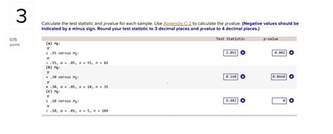 Solved3 Calculate The Test Statistic And P Value For Each Sample Use