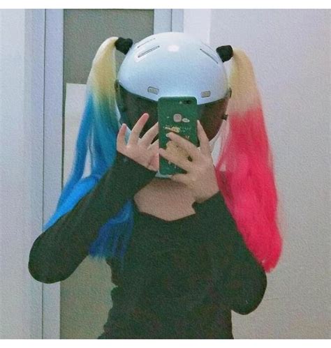 바이크 클래식 레트로 풀페이스 오토바이 헬멧 2 개짝 머리 띠 가발 느슨한 끈 장식 더러운 펑크 포니 테일 티몬