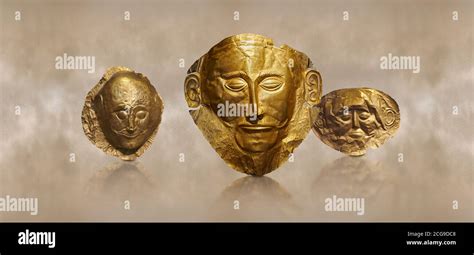 Sculpture Pure Bronze Sculpture Plexiglass Base Mask Of Agamemnon