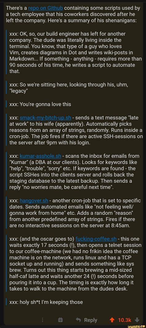 There S A Containing Some Scripts Used By A Tech Employee That His Coworkers Discovered After He