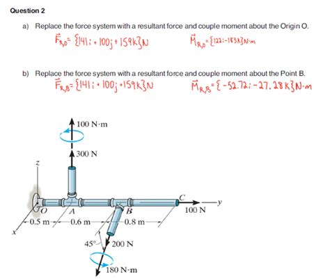 Solved A Replace Force System With A Resultant Force And Chegg Com