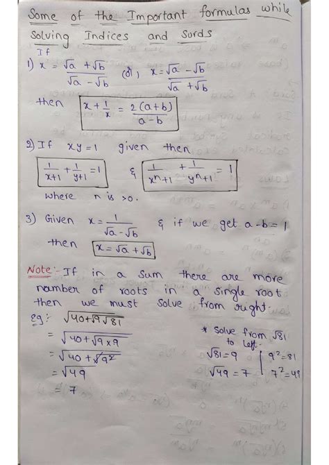 SOLUTION Indices And Surds Formulas And Solving Techniques Studypool
