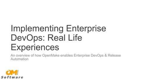 Implementing Enterprise Devops Real Life Experiences Ppt