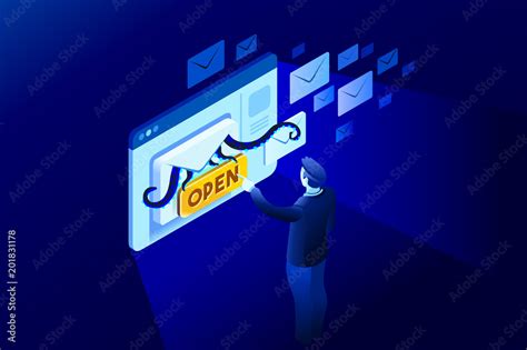 Receiving A Spam Email From A Contact Or A Newsletter Isometric Illustration For Web Banner