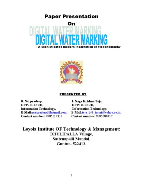 14digital Water Marking Pdf Telecommunications Engineering Signal