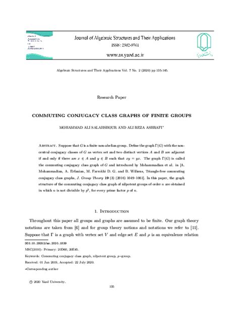 pdf commuting conjugacy class graphs of finite groups