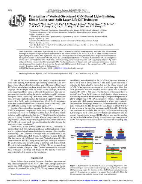 Pdf Fabrication Of Vertical Structured Gan Based Light Emitting