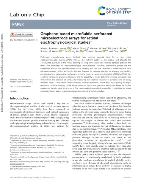 Pdf Graphene Based Microfluidic Perforated Microelectrode Arrays For Retinal