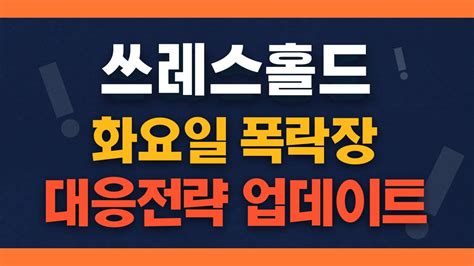 쓰레스홀드 코인 전망 쓰레스홀드 코인 화요일 폭락장 대응전략 업데이트 Youtube