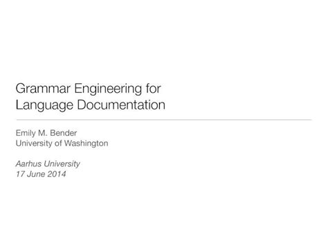 Pdf Grammar Engineering For Language Documentation• Creating Machine Readable Implementations