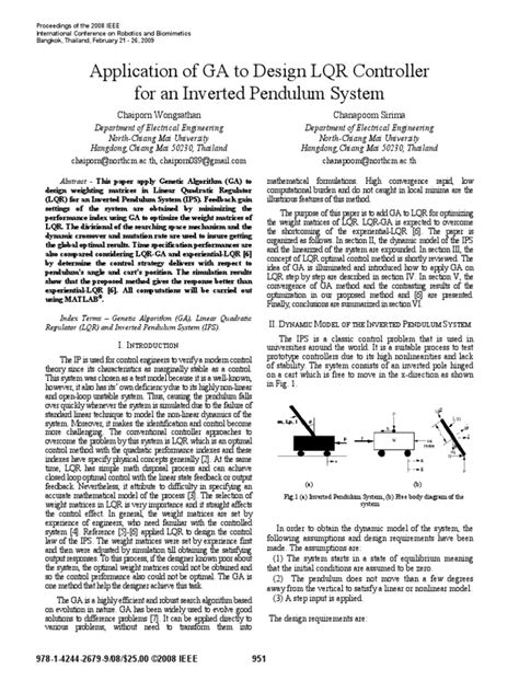 Application Of Ga To Design Lqr Controller For An Inverted Pendulum