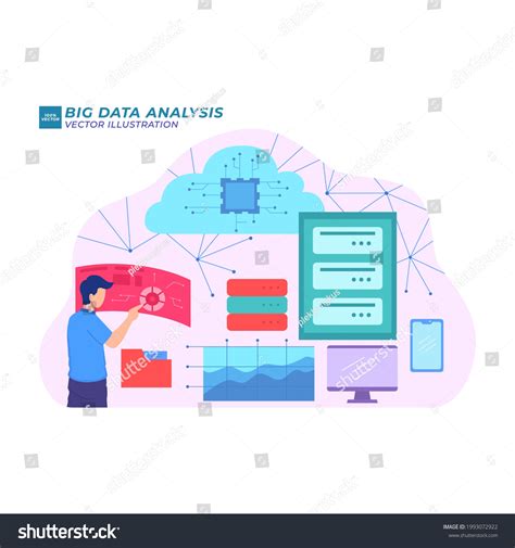 Big Data Analysis Flat Illustration Chart เวกเตอร์สต็อก ปลอดค่าลิขสิทธิ์ 1993072922