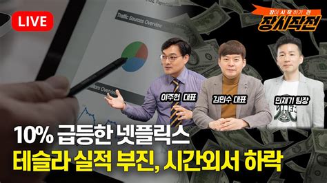 장시작전 10 급등한 넷플릭스 테슬라 실적 부진으로 시간외서 하락 Live1월 25일 김민수이주현민재기 Youtube