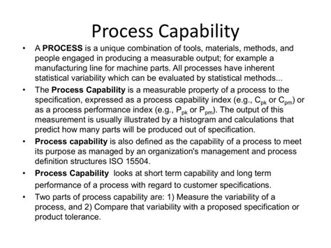 Process Capability Understanding Statistical Process Control