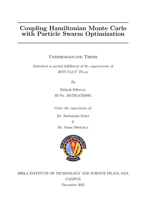 Pdf Coupling Hamiltonian Monte Carlo With Particle Swarm Optimization